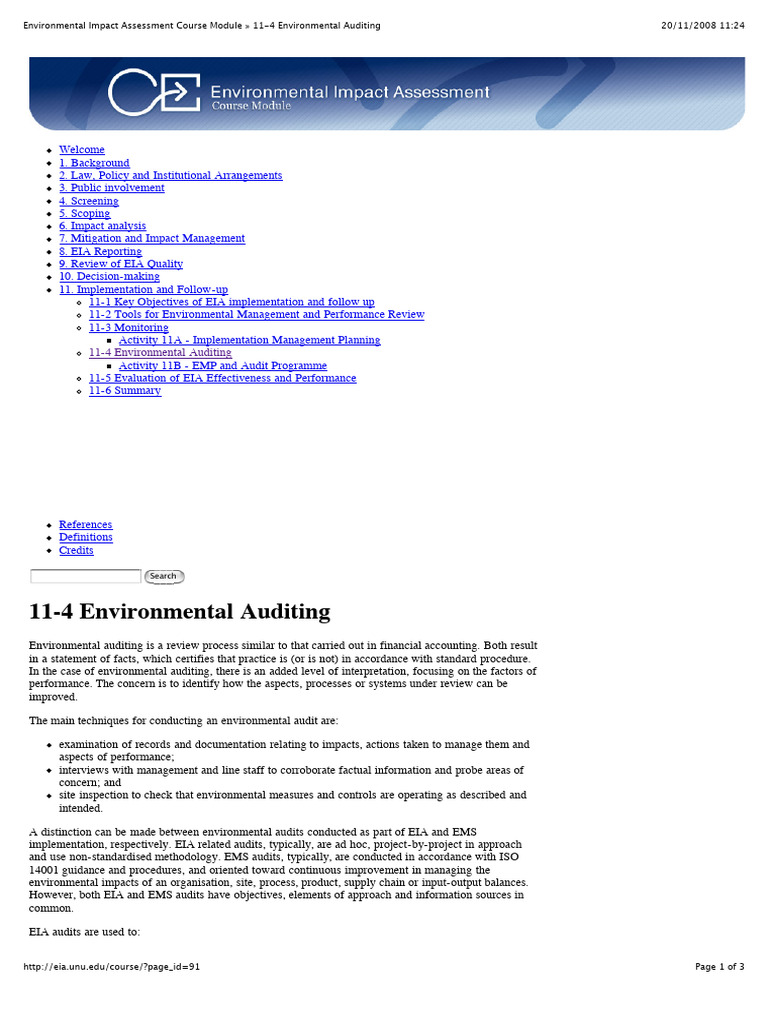 Environmental Auditing Module | PDF | Environmental Impact Assessment ...