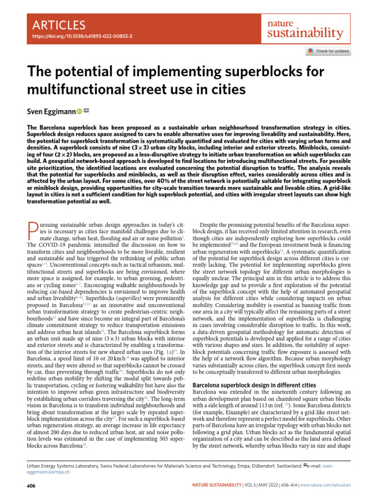 Superblock Design for Urban Sustainability | PDF | Urban Planning