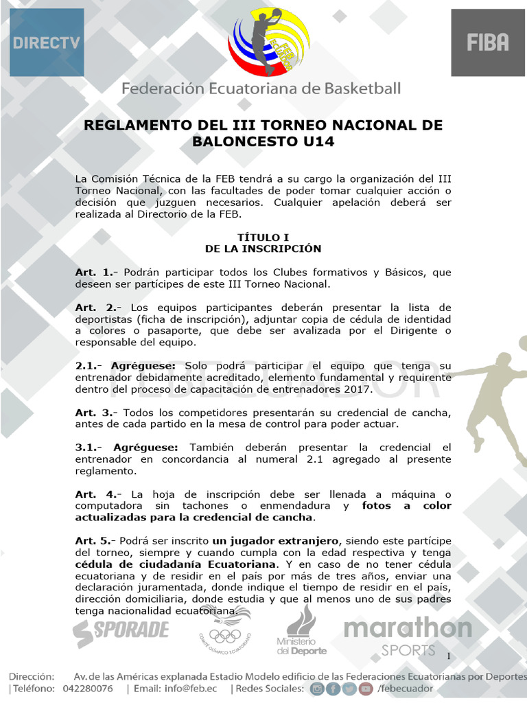 Reglamento Torneo U14 | PDF | Defensor (Asociación de Fútbol) | Documento de identidad