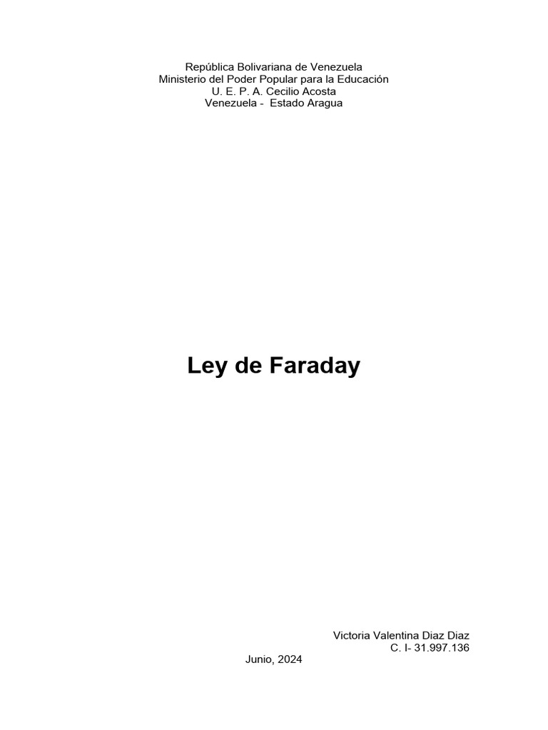 LEY DE FARADAY Victoria Diaz | PDF | Inducción electromagnética ...