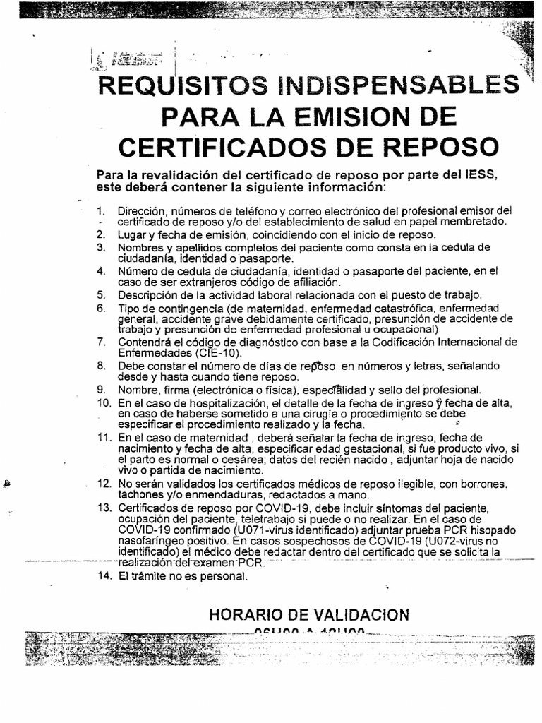 Requisitos para certificados de reposo | PDF