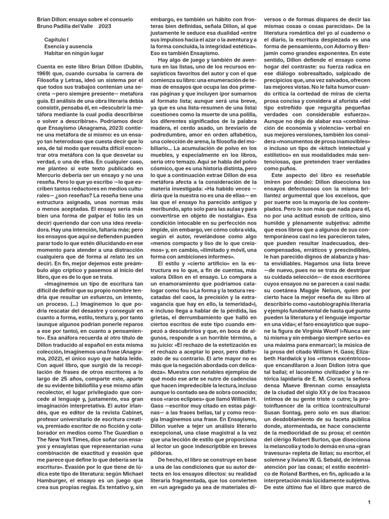 Brian Dillon | PDF | Ensayos | Escritores