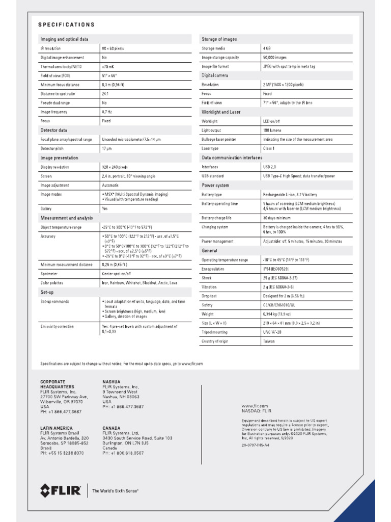 Technical Sheet FLIR | PDF