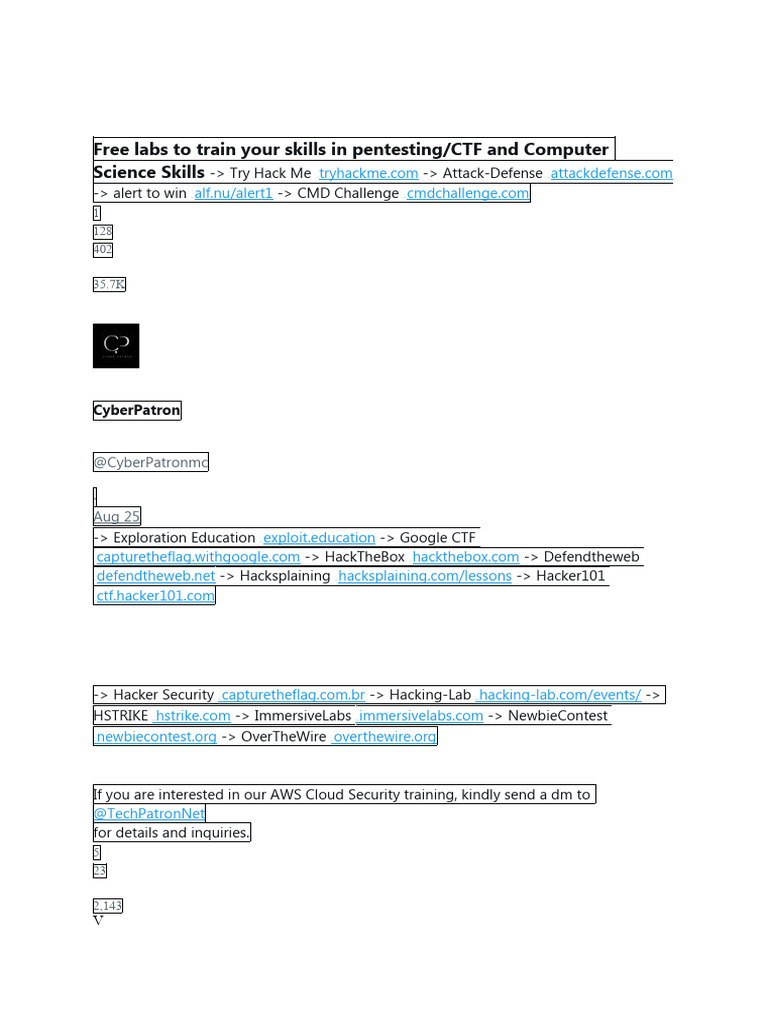 Free Labs To Train Your Skills in Pentesting | PDF | Penetration Test ...