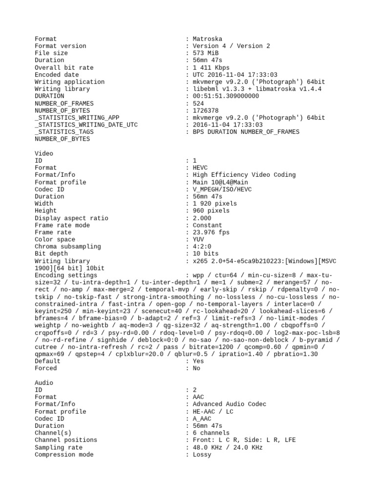 Media Info | PDF | Codec | Video