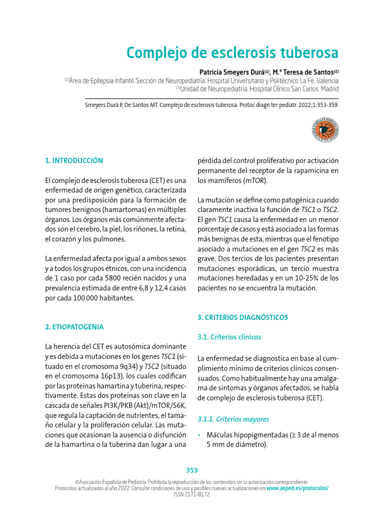 Complejo de Esclerosis Tuberosa: 1. Introducción | PDF | Causas de la muerte | Medicina