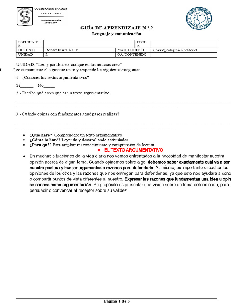 Guia 4 Lenguaje 6° Básicos | PDF