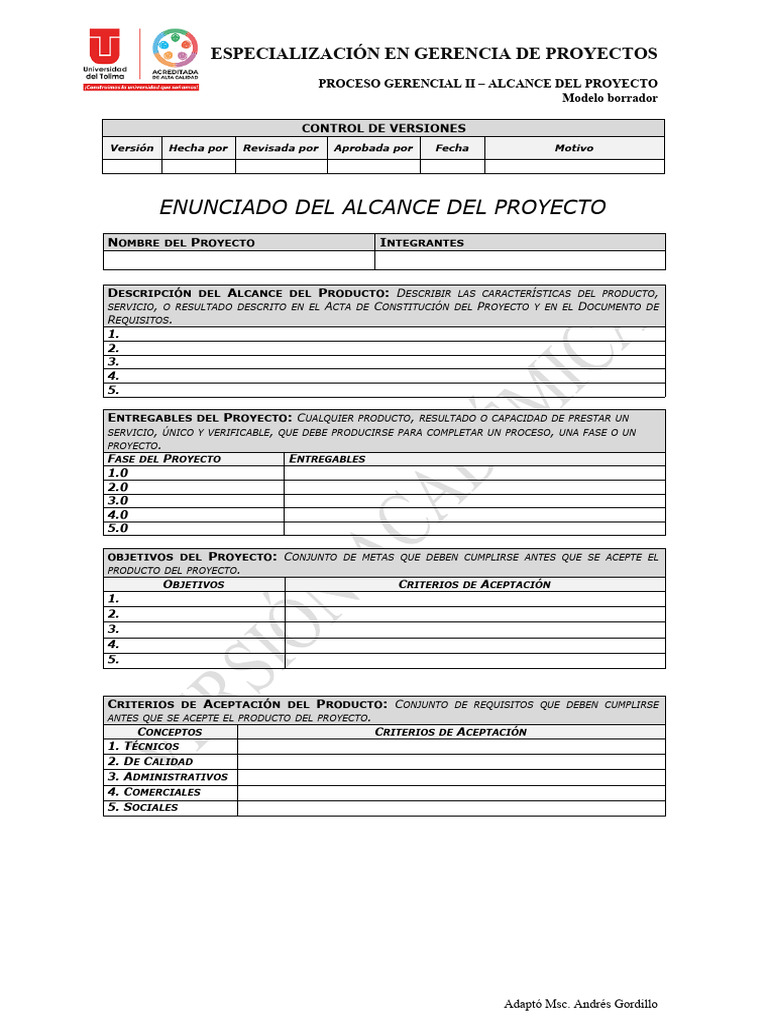 Alcance Del Proyecto | PDF