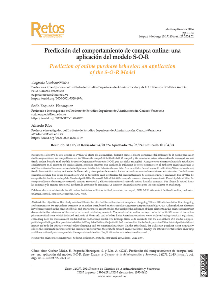 1390-8618-retos-14-27-00021 | Descargar gratis PDF | Comportamiento | Las emociones