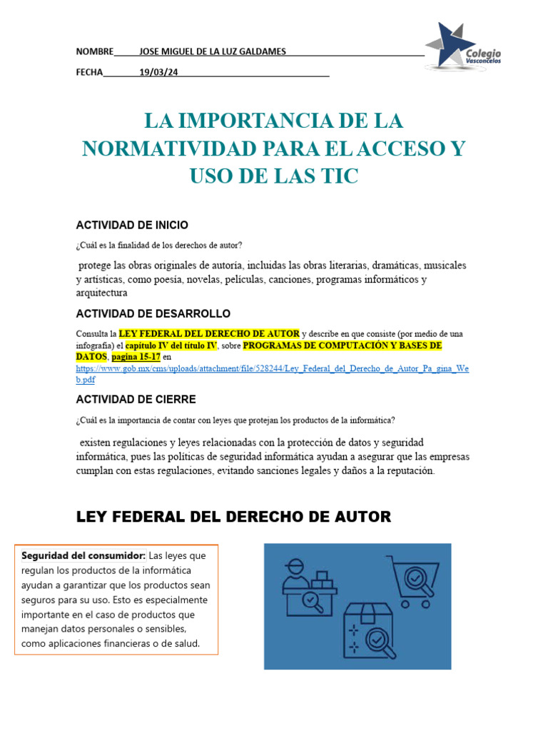 LA IMPORTANCIA DE LA NORMATIVIDAD PARA EL ACCESO Y USO DE LAS TICS | PDF | Tecnología de ...