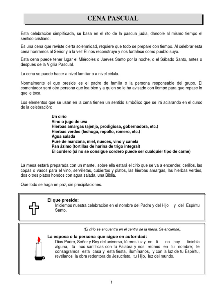 Cena Pascual: Celebración y Simbolismo | PDF | Pascua de Resurrección ...