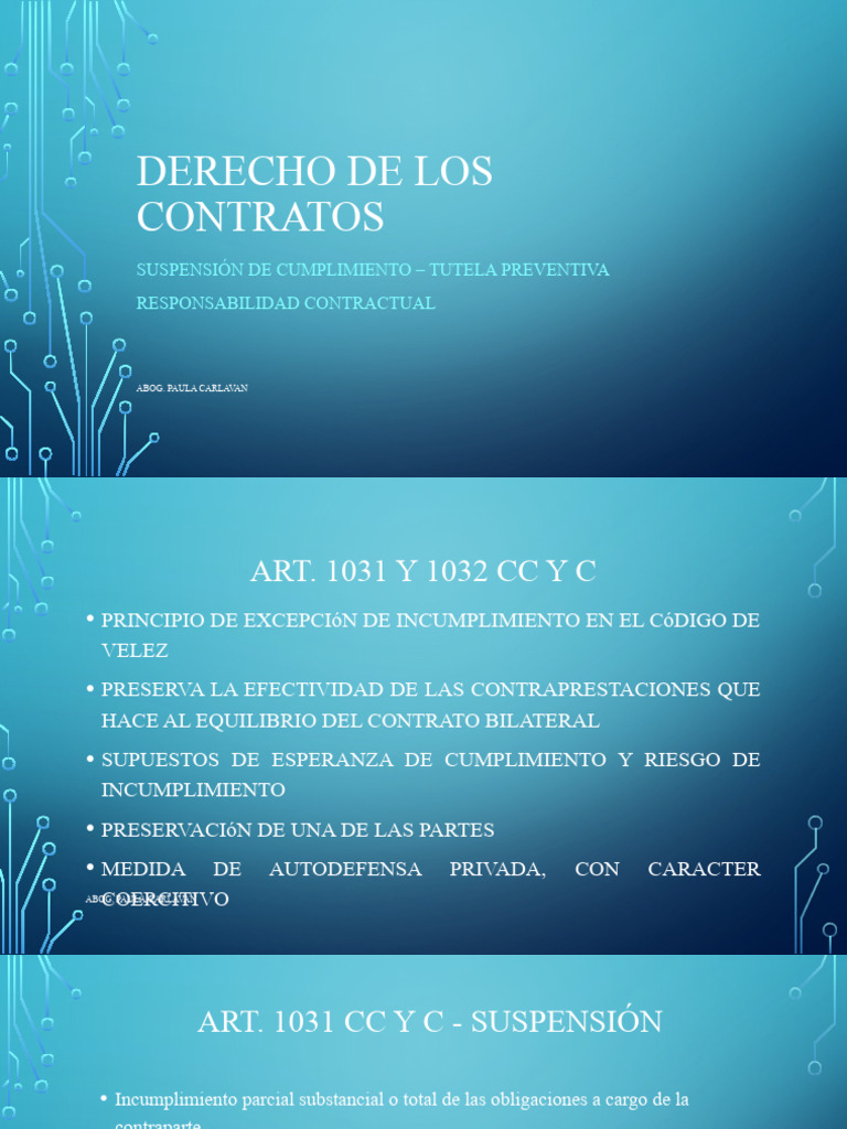 DERECHO DE LOS CONTRATOS - SUSPENSION Y RESP | Descargar gratis PDF | Derecho civil (sistema ...