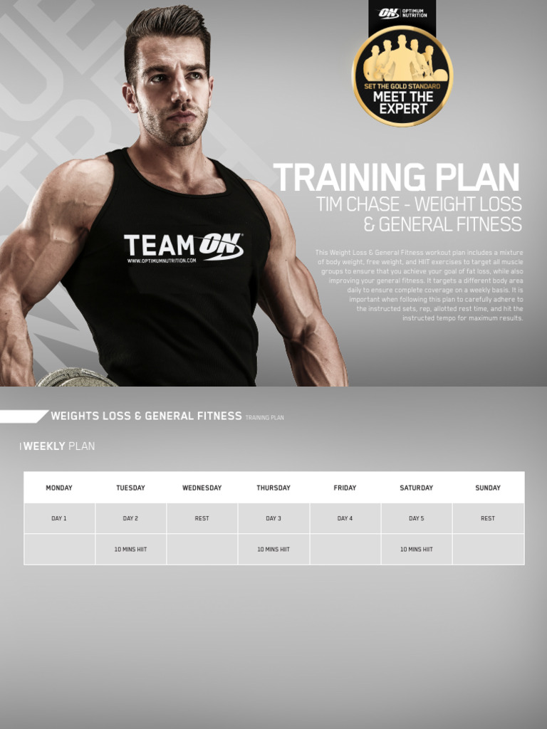 On MTE Training Plan Tim Chase - Weight Loss and General Fitness | PDF ...