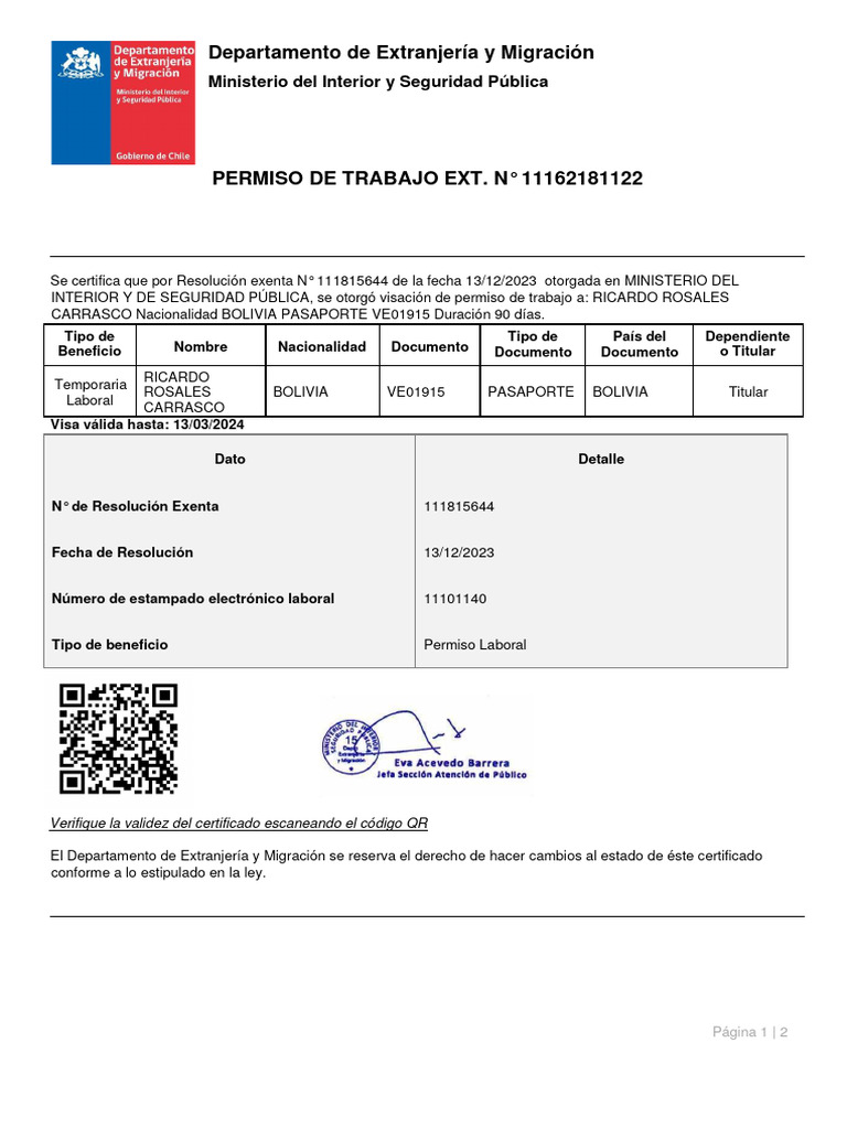 PERMISO DE TRABAJO (2.) (2) | PDF | Pasaporte | Visa de viaje