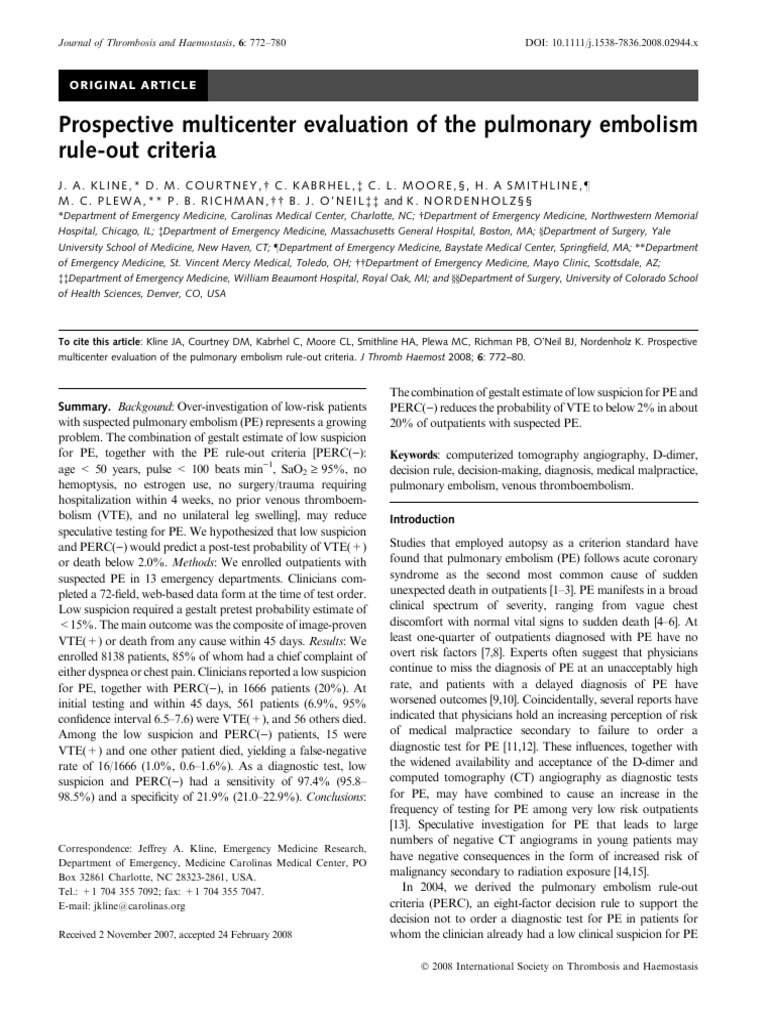 PERC | PDF | Clinical Medicine | Medical Specialties