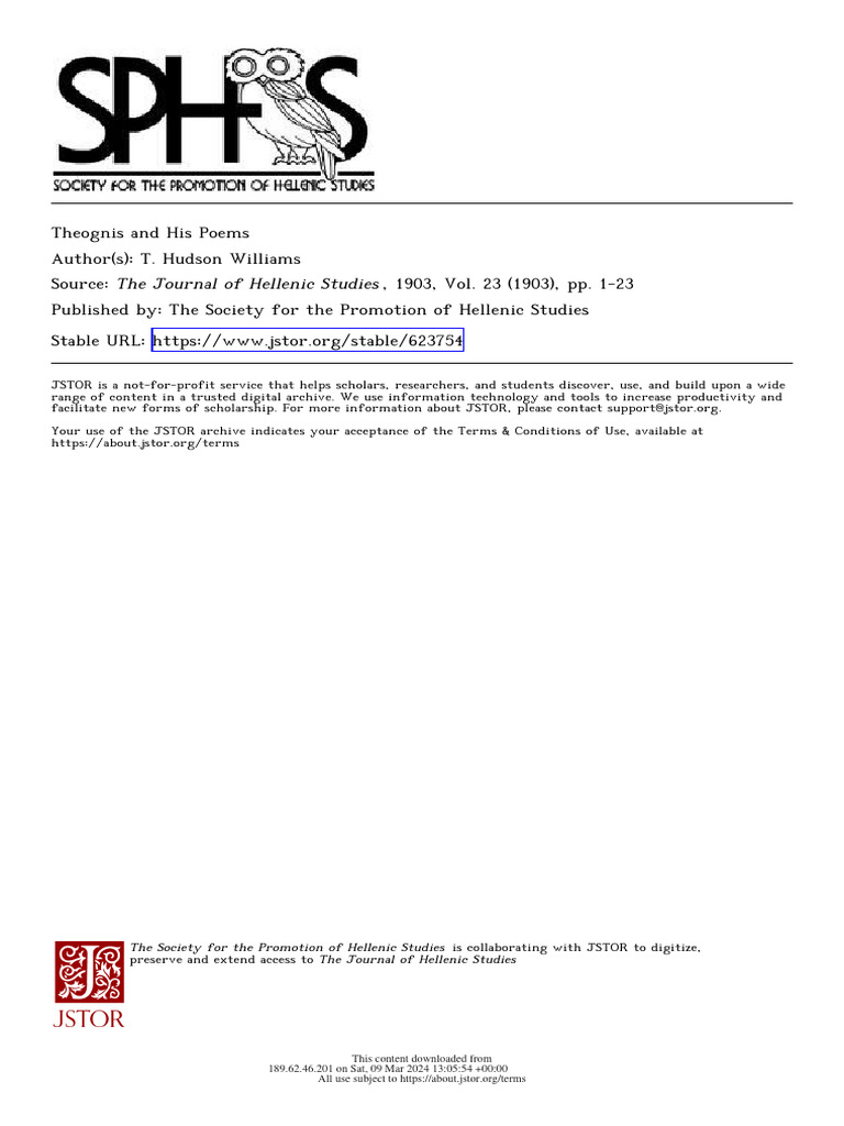 Williams TheognisPoems 1903 | PDF | Poetry