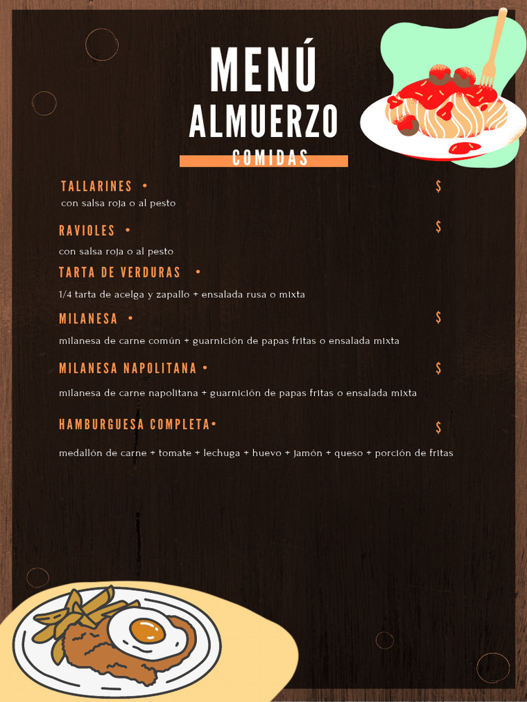 Menu Almuerzo | PDF | Pizza | ensalada
