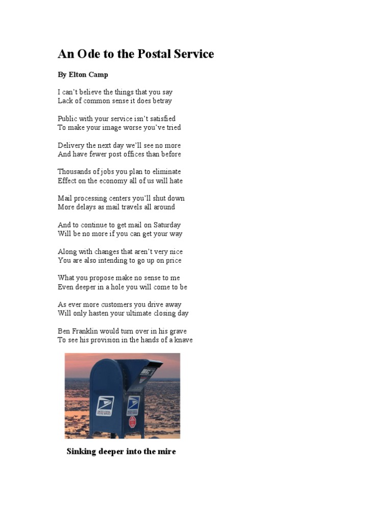 An Ode To The Postal Service | PDF