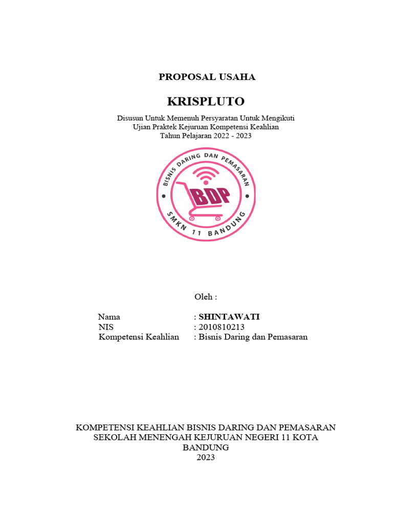 Proposal Usaha Ujikom Shintawati 12 BDP 2 | PDF | Karier & Perkembangan | Bisnis