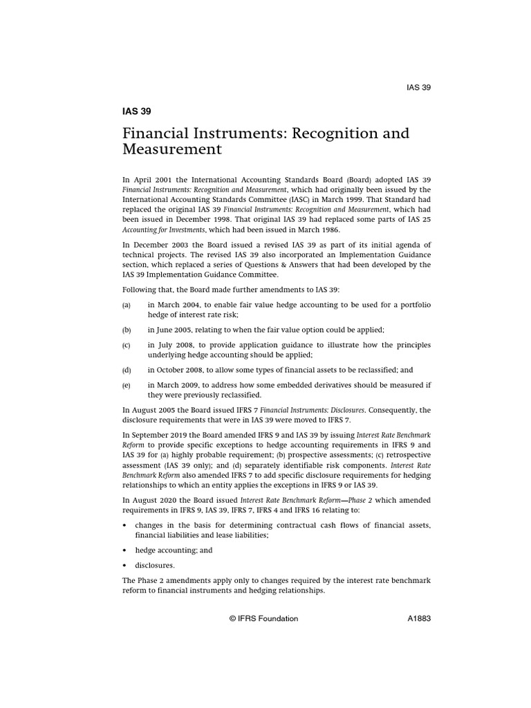 IAS 39 - Financial Instruments Recognition and Measurement | PDF ...