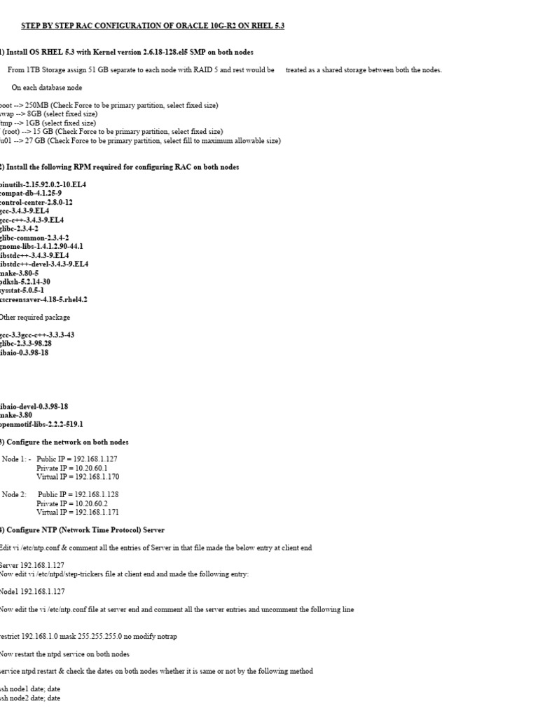 Step by Step Rac Configuration of Oracle 10G | PDF | Computer ...
