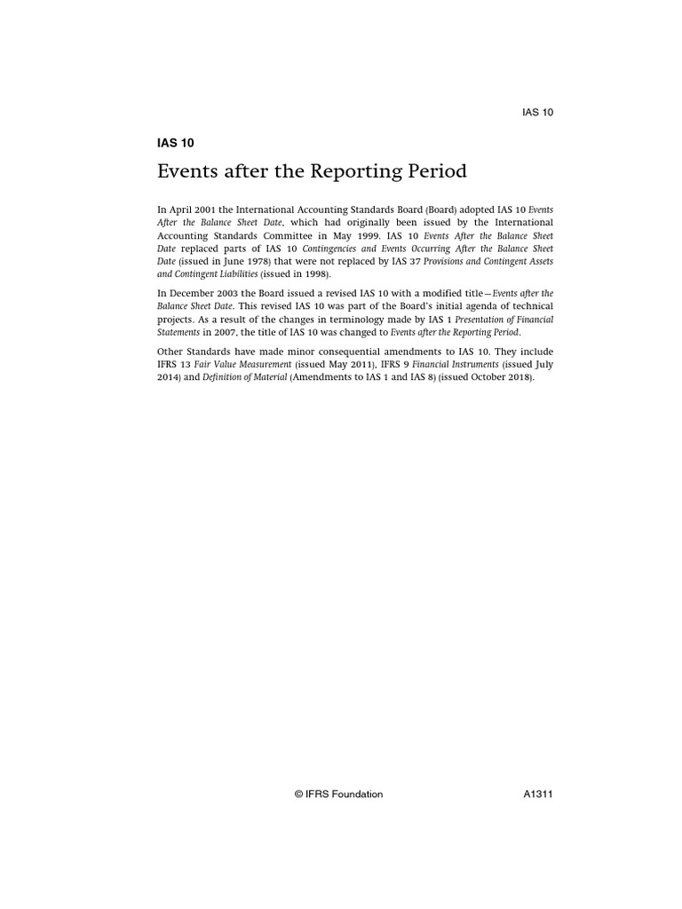 IAS 10: Events After Reporting Period | PDF | International Financial ...