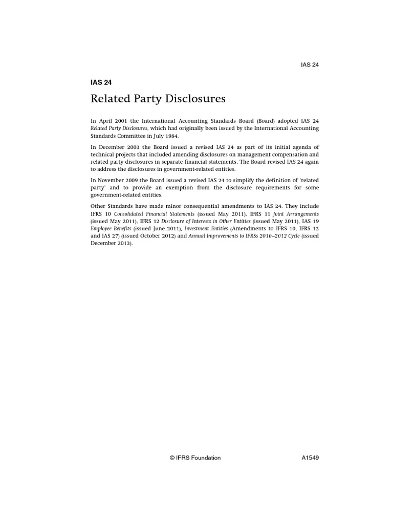 IAS 24 - Related Party Disclosures | Download Free PDF | International ...