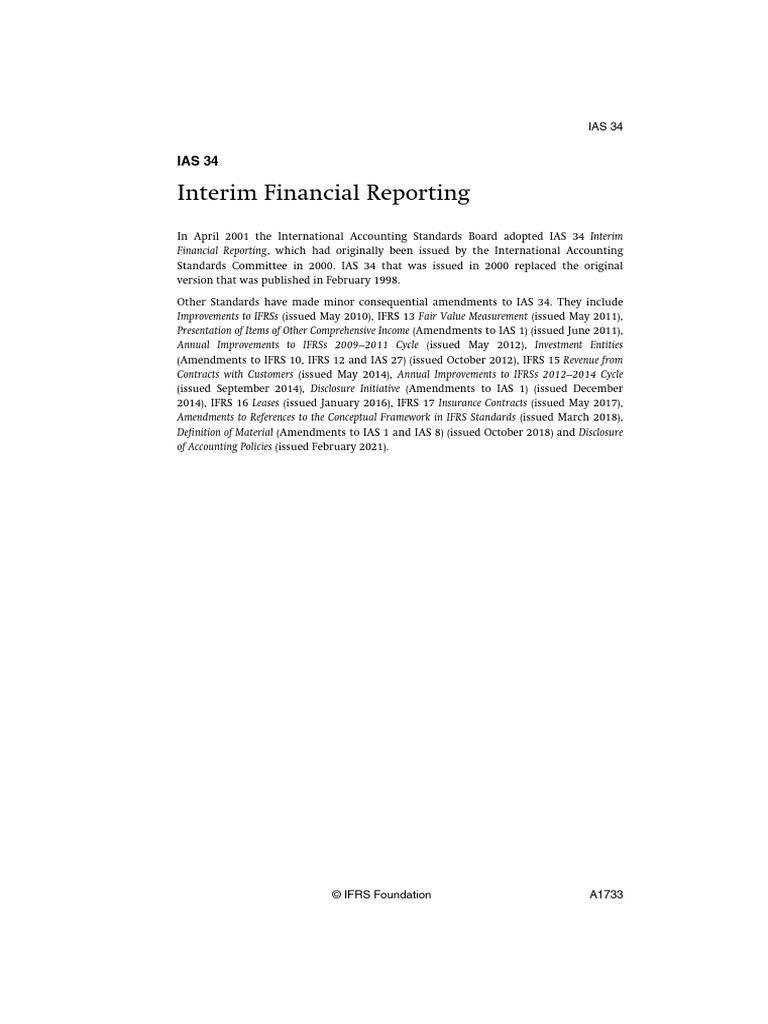 IAS 34 - Interim Financial Reporting | PDF | International Financial ...