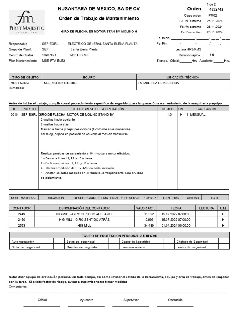 HIG MILL - GIRO FLECHA EN MOTOR STAND BY | PDF