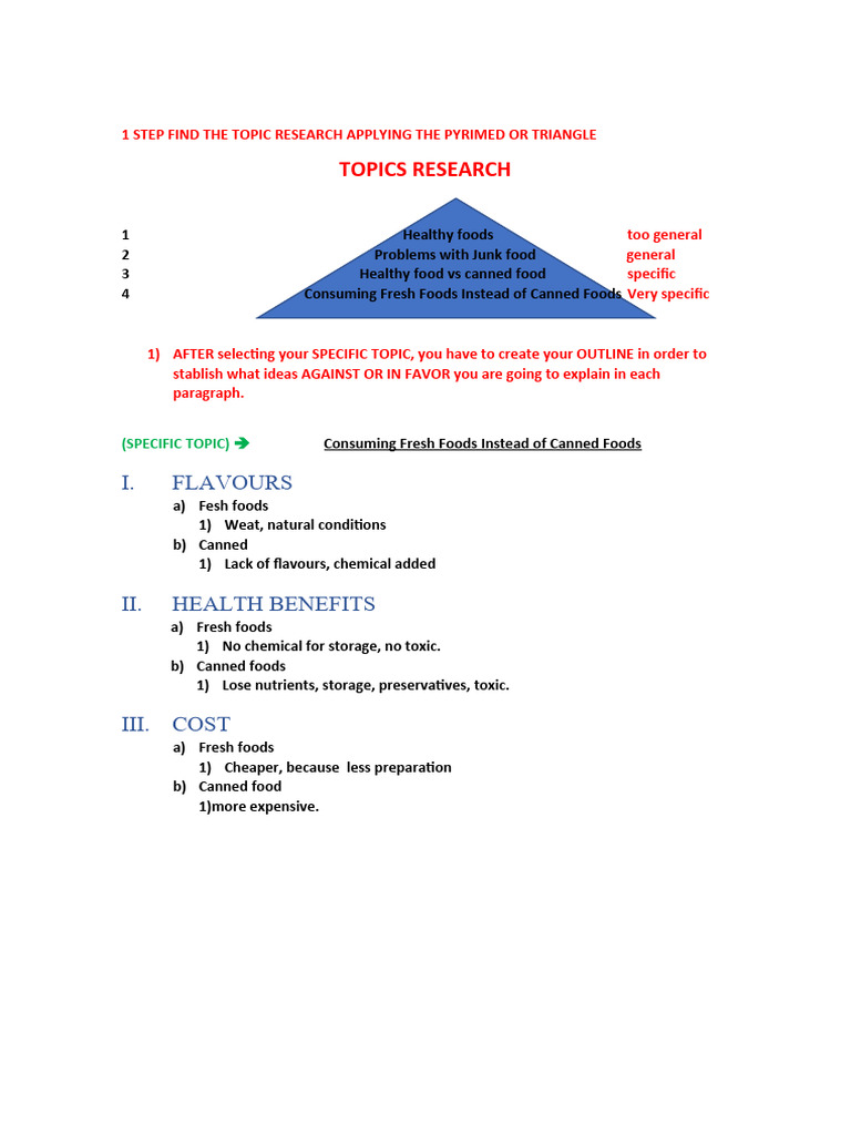 1 Step Find The Topic Research Applying The Pyrimed or Triangle | PDF ...