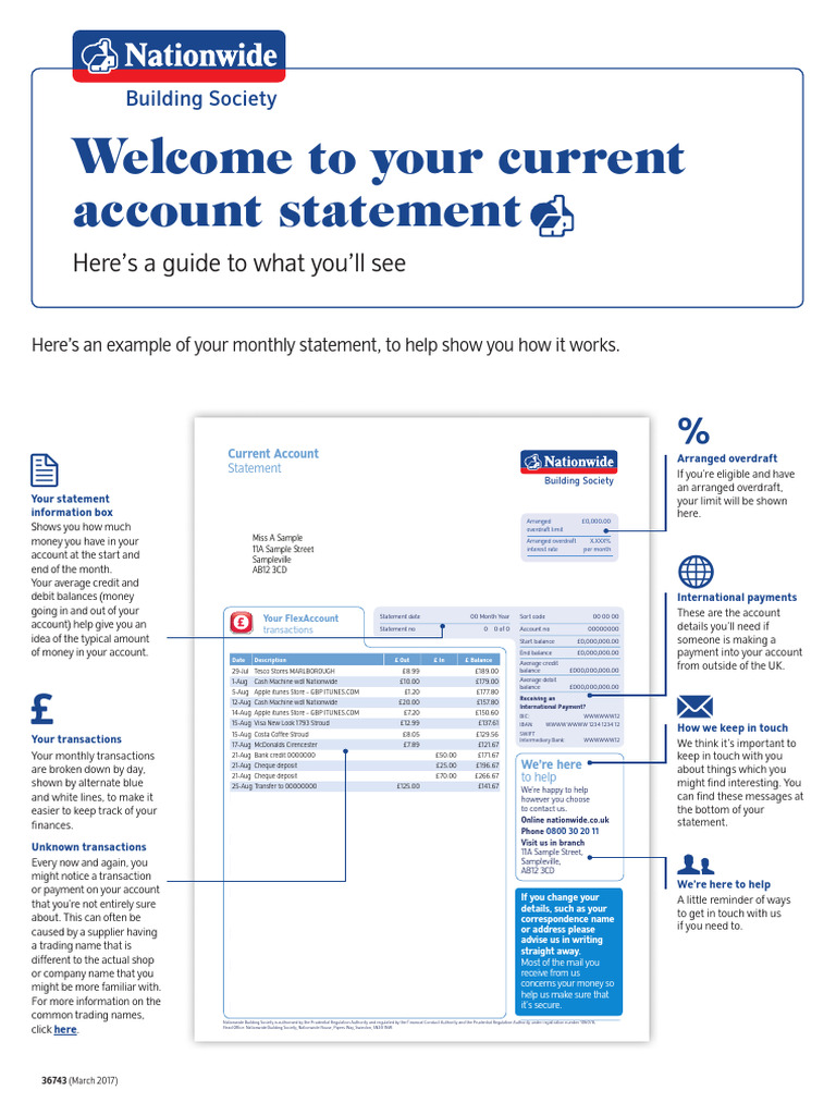 p36743 Welcome To Your Current Account Statement | PDF | Overdraft | Cheque