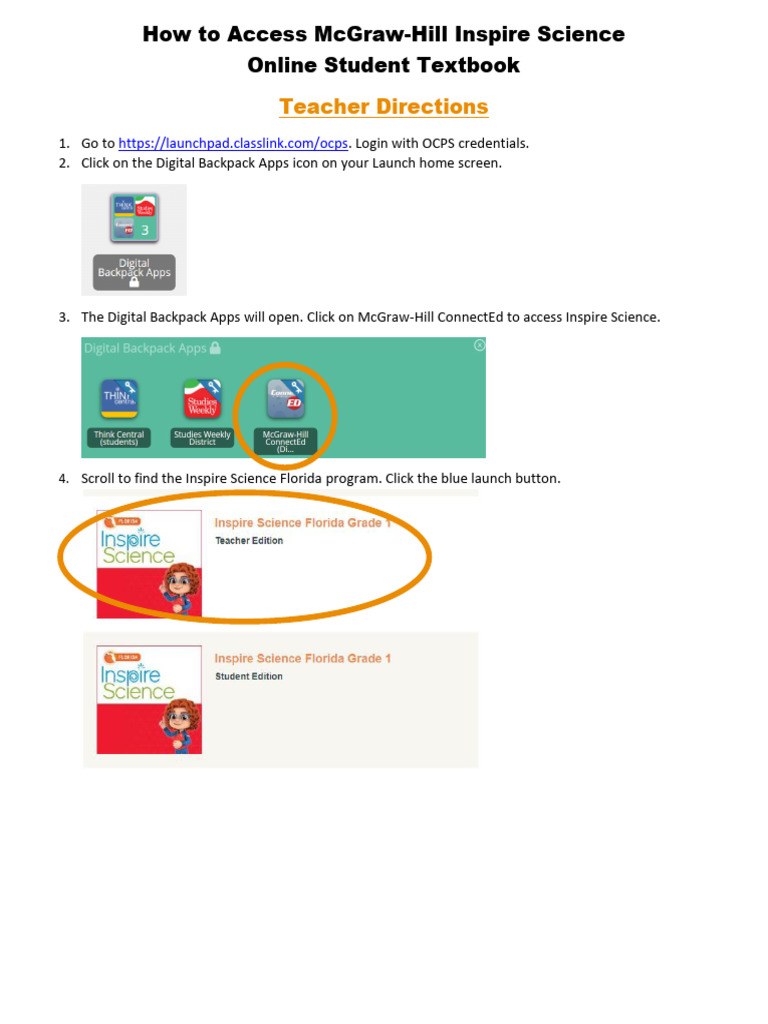 Access McGraw-Hill Inspire Science Online | PDF