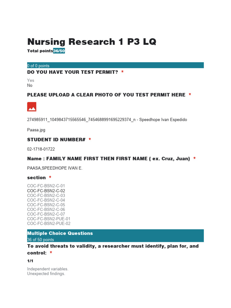 Nursing Research 1 P3 LQ | PDF | Sampling (Statistics) | Hypothesis