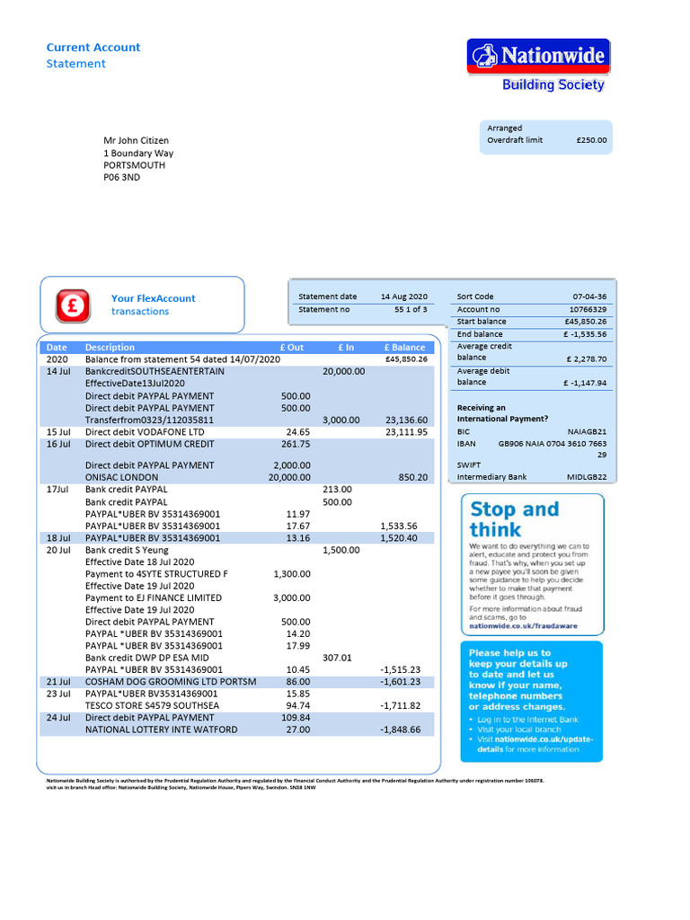 UK Nationwide Word PDF | PDF | Overdraft | Cash