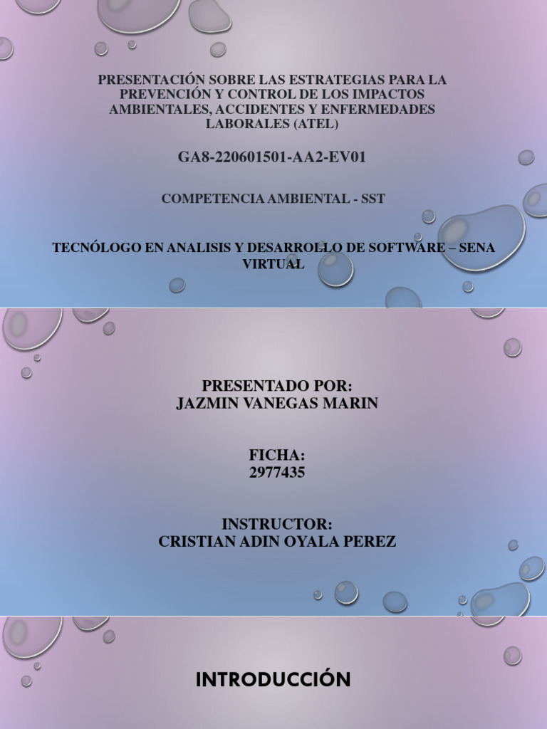 Presentación sobre las estrategias para la prevención y control de los impactos ambientales ...