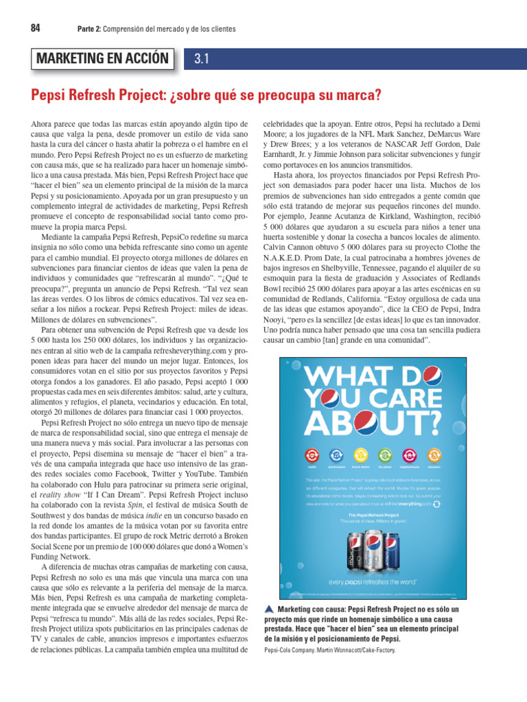 Pepsi Refresh Sobre Qué Se Preocupa Su Marca | PDF | Pepsi | Pepsi Co
