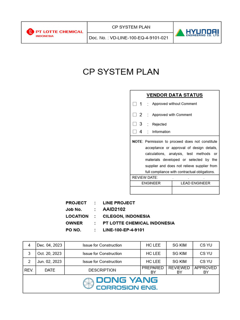 VD-LINE-100-EQ-4-9101-021 - CP SYSTEM PLAN - Rev.4 | PDF | Anode | Cathode