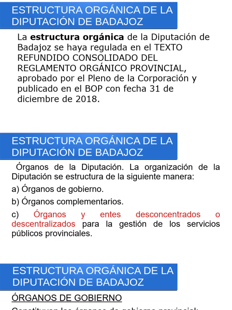 3. Tema 3. La Estructura Org爊ica de La Excma. Dip. Prov. de Badajoz ...