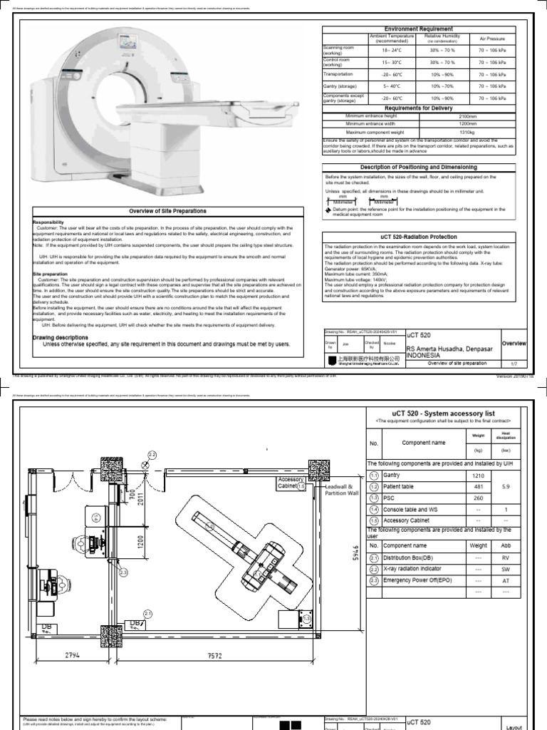 uCT 520 Site Preparation Guidelines | PDF | Radiation Protection | Trench