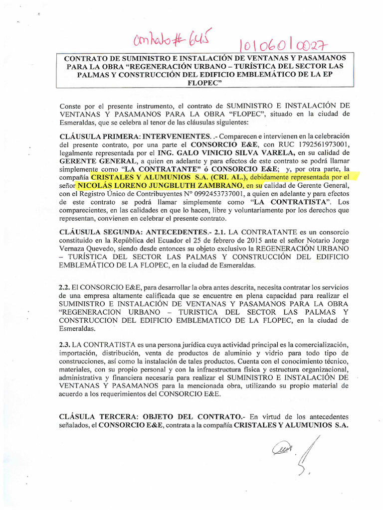 CONTRATO PARA SUMINISTRO E INSTALACION DE VENTANAS Y PASAMANOS - CRIAL ... CONTRATO PARA SUMINISTRO E INSTALACION DE VENTANAS Y PASAMANOS - CRIAL ...