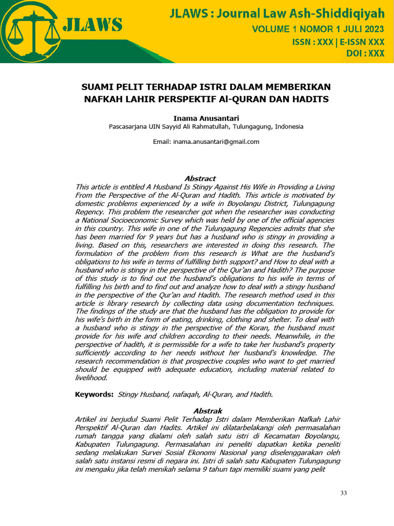 Suami Pelit: Nafkah Lahir dalam Islam | PDF | Gaya Hidup