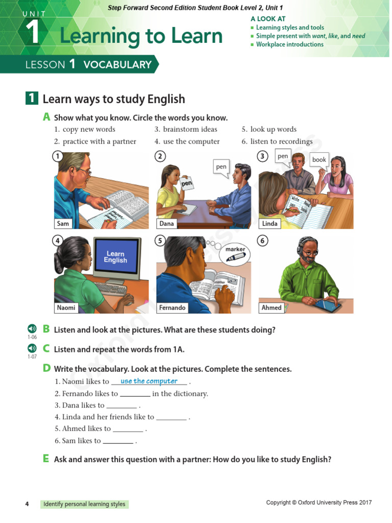 Step Forward Level 2 Unit 1 Student Book | PDF | Question | English ...