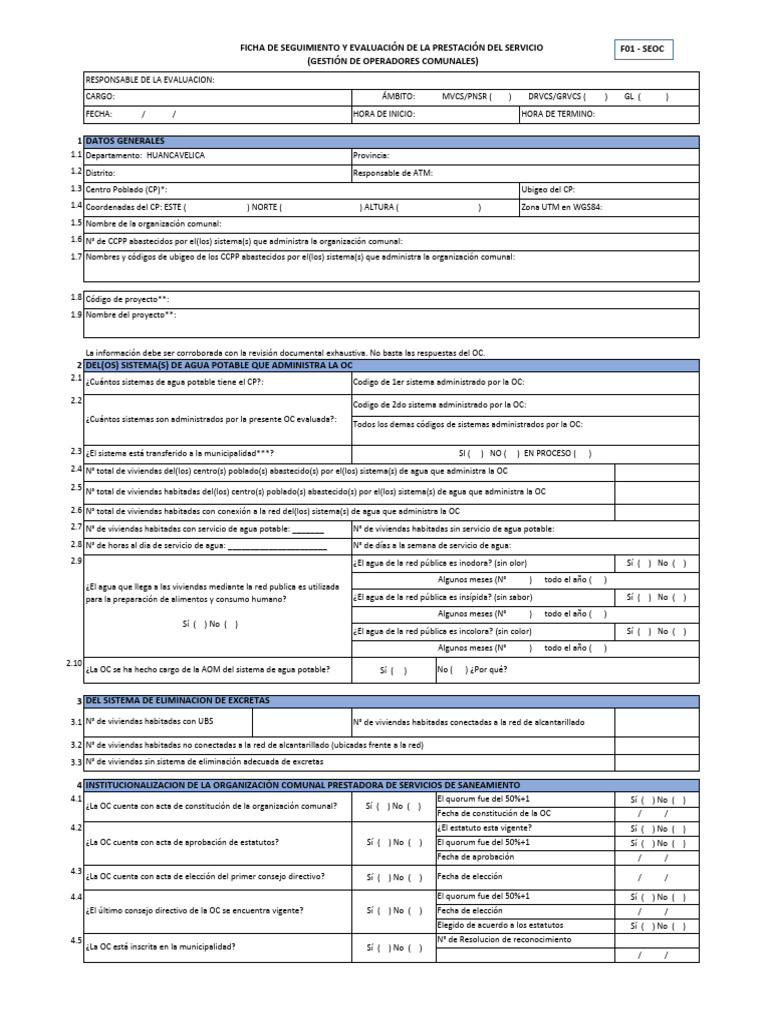 Fichas de Seguimiento a OC 2024 | Descargar gratis PDF | Agua | Saneamiento