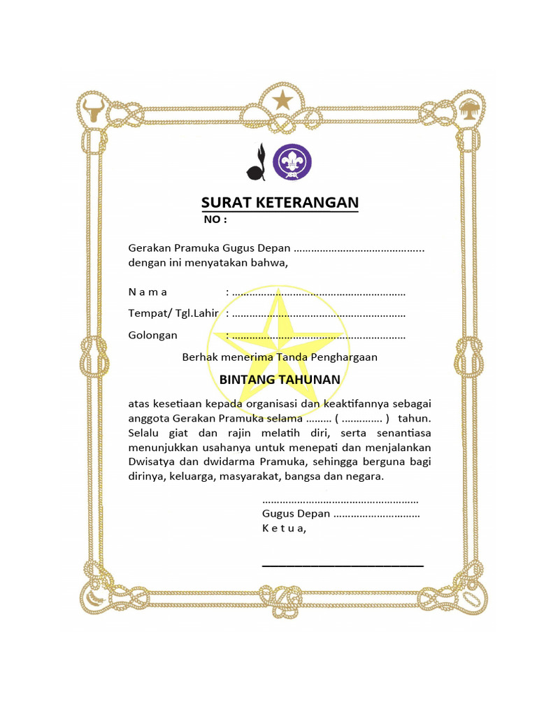 Piagam Bintang Tahunan Pramuka | PDF