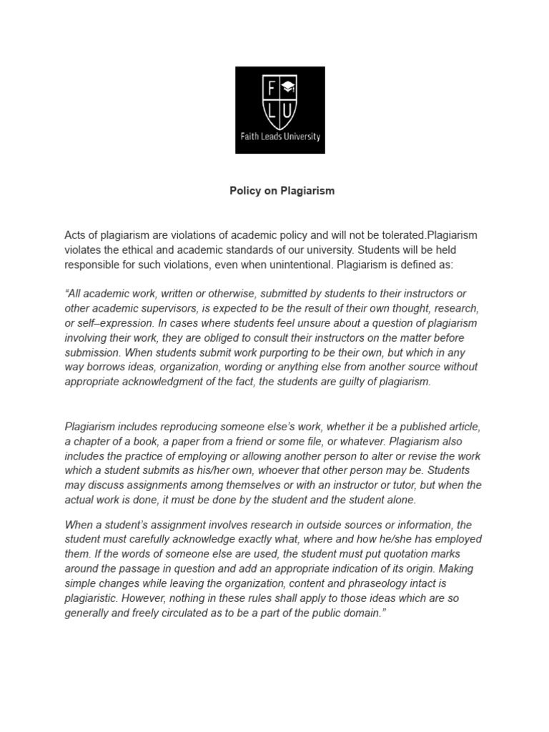 Plagiarism Policy and Procedure | PDF | Plagiarism | Apa Style