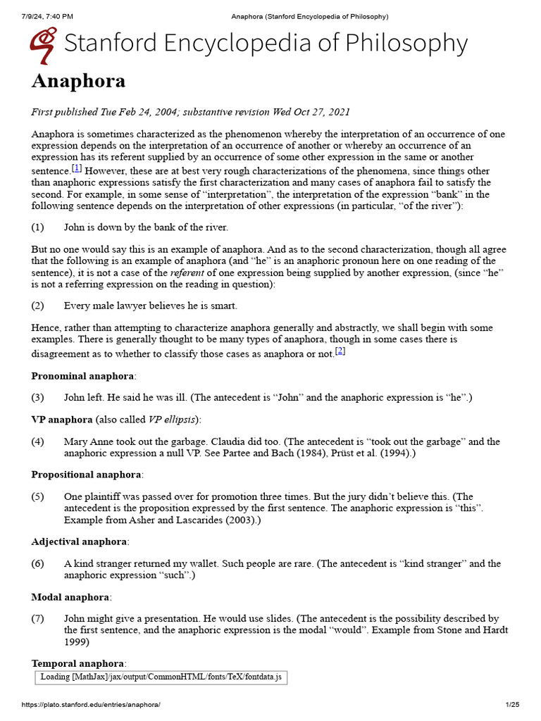 Anaphora | PDF | Interpretation (Logic) | Pronoun