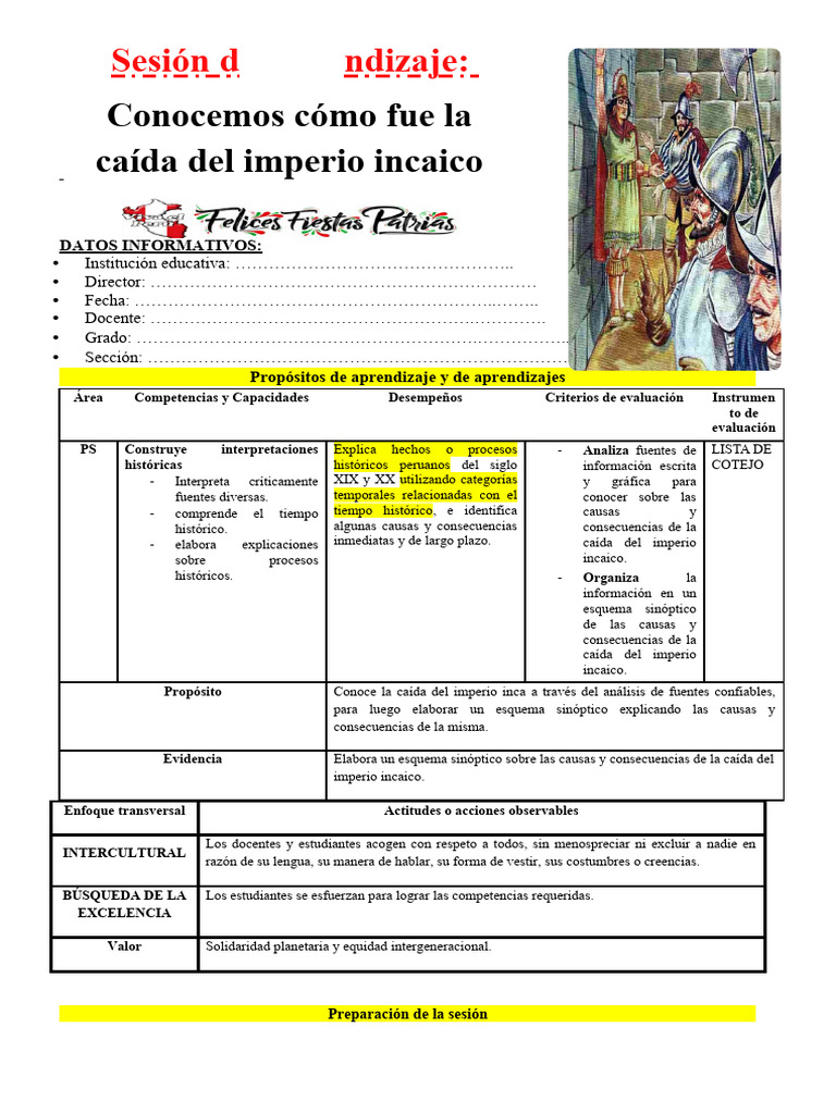 6º GRADO DIA 1 PS. CONOCEMOS CÓMO FUE LA CAÍDA DEL IMPERIO INCAICO ...