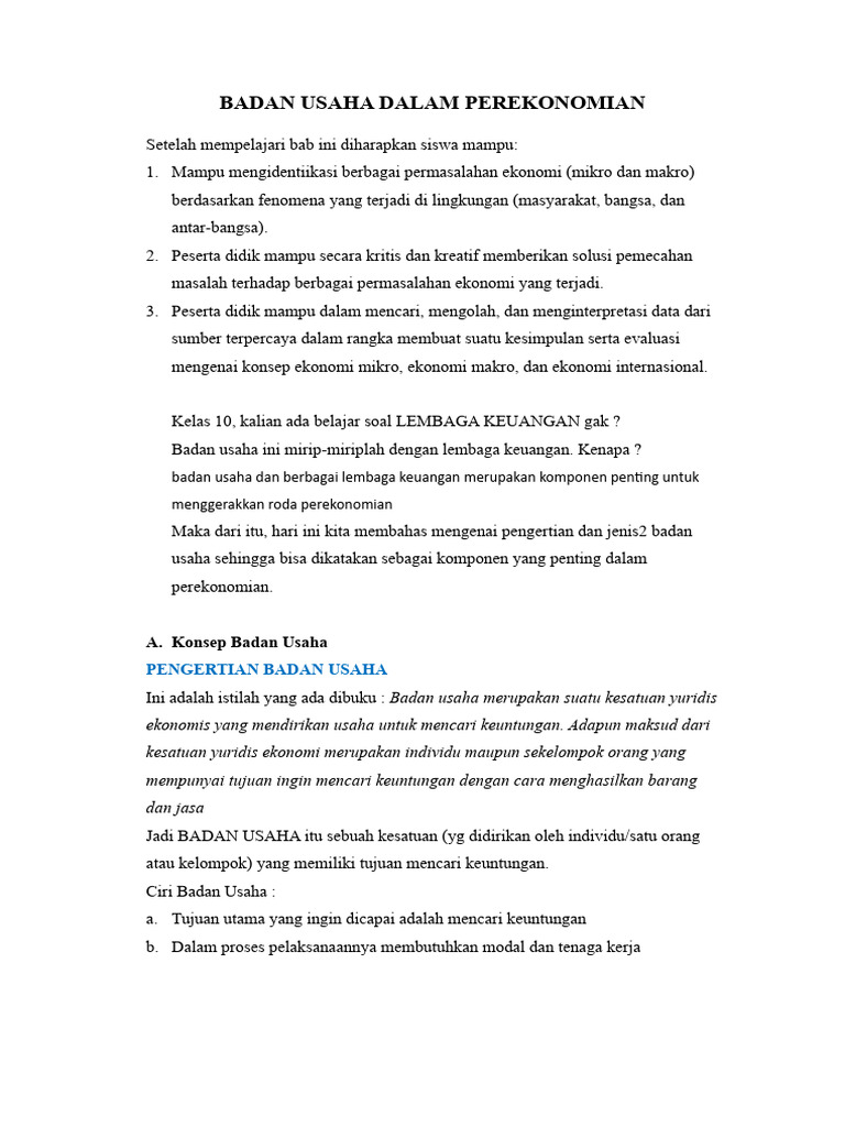 Konsep dan Peran Badan Usaha | PDF