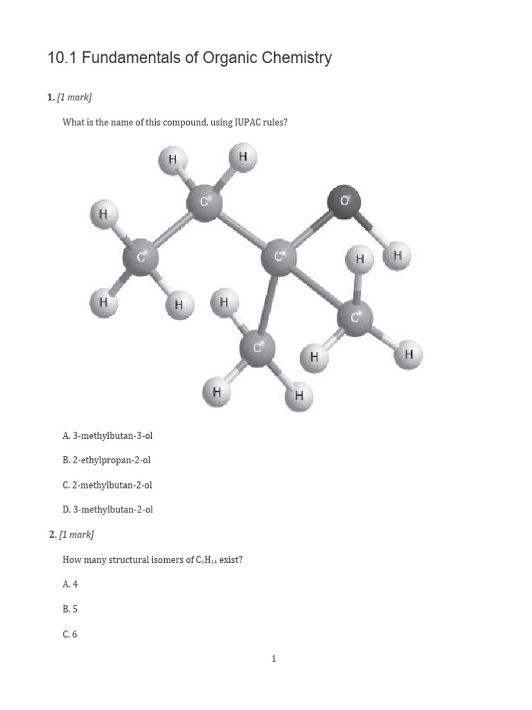 10.1 Fundamentals of Organic Chemistry IB Questions | PDF | Chemistry ...