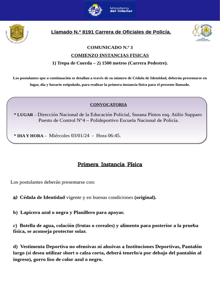 Comunicado 3 Instancia Fisica 1er Año | PDF